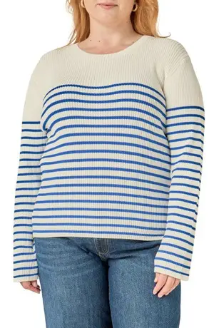 English Factory Stripe Sweater - White/blue