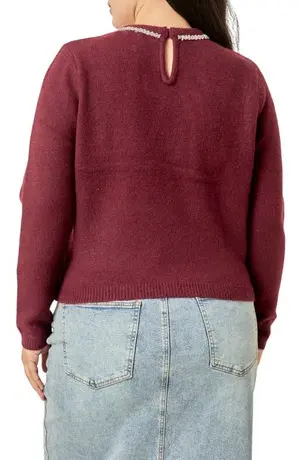 English Factory Rhinestone Bow Sweater