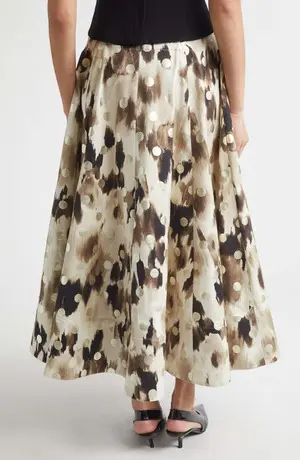 Lela Rose Parker Ikat Polka Dot Midi Skirt