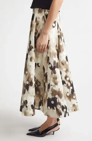 Lela Rose Parker Ikat Polka Dot Midi Skirt