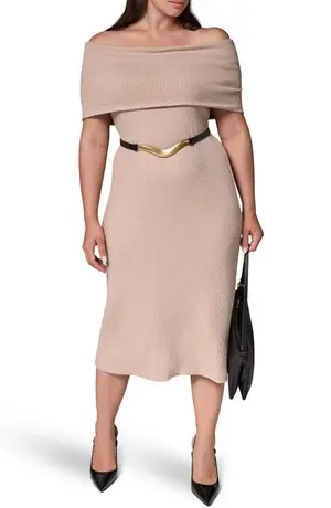 Donna Karan New York Off The Shoulder Belted Knit Dress
