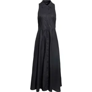 TOCCIN Sleeveless Collared Cotton Midi Dress - Jet