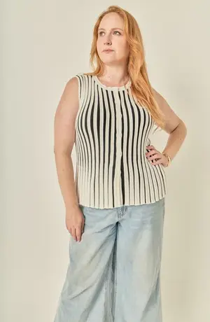 English Factory Front Button Sleeveless Sweater