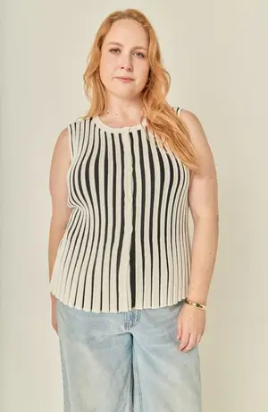 English Factory Front Button Sleeveless Sweater