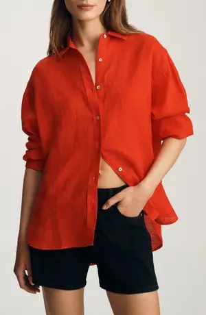 MAVI Relaxed Fit Linen Button-up Shirt