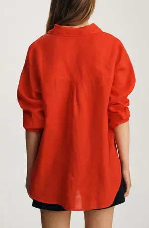 MAVI Relaxed Fit Linen Button-up Shirt