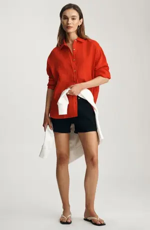 MAVI Relaxed Fit Linen Button-up Shirt