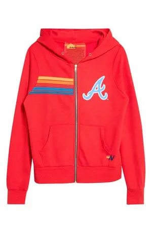 Aviator Nation Atlanta Braves Full Zip Graphic Hoodie - Red
