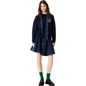 Maje Sweatshirt With Poplin Details - Navy