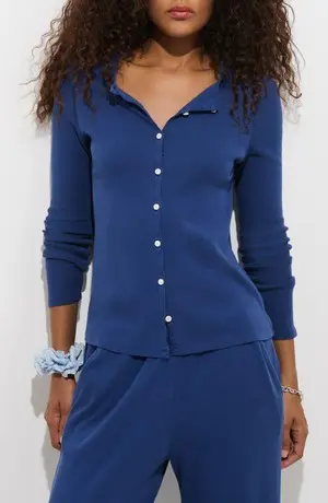 ALEX MILL Frankie Cotton Rib Cardigan The Blues