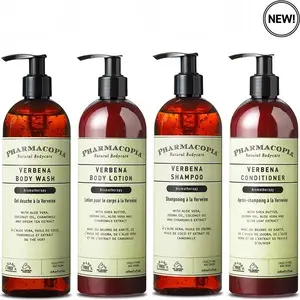 PHARMACOPIA NATURAL BODYCARE Verbena Essentials Bundleshampoo, Conditioner, Body Wash - White