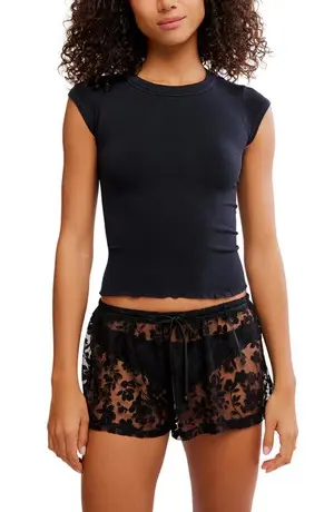 Free People So Soft Seamless Baby Tee Black
