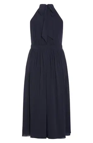 City Chic Lucy Pleated Halter Neck Maxi Dress - Navy