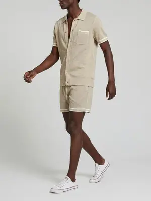 WALKER & HUNT Resort Knitted Shirt - Beige
