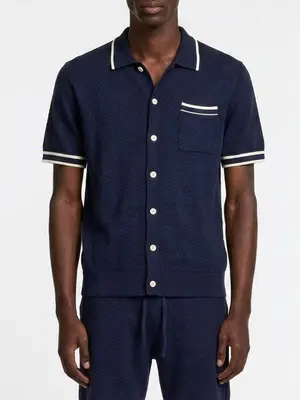 WALKER & HUNT Resort Knitted Shirt - Navy