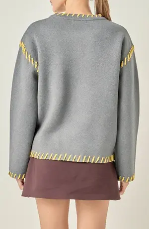English Factory Heart Whipstitch Sweater