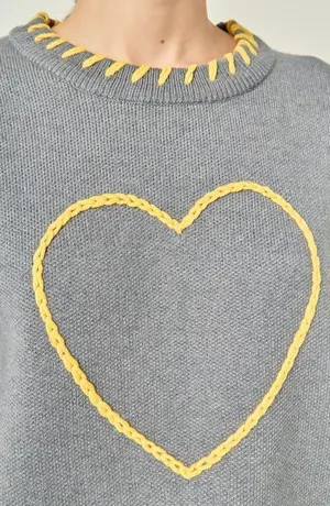 English Factory Heart Whipstitch Sweater