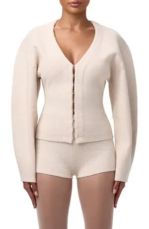 Naked Wardrobe V-neck Cardigan - Bone