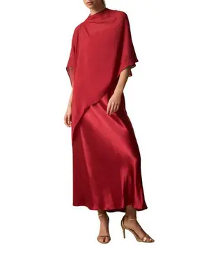 Mint Velvet Satin Cape Detail Maxi Dress
