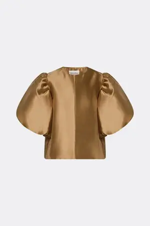 MALINA Cleo Puff Sleeve Satin Blouse