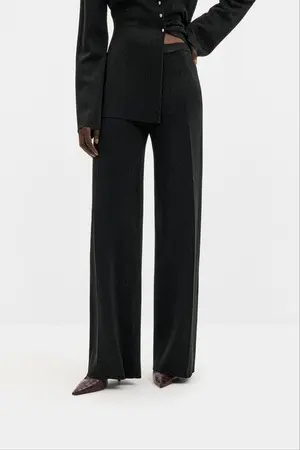 MALINA Ammie Metallic Milano Knitted Trousers Black