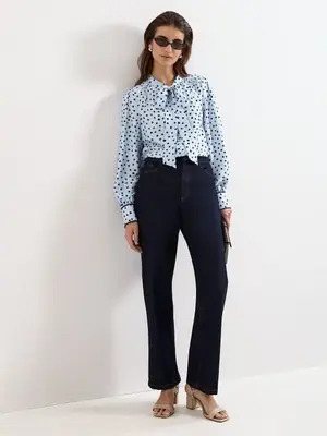 PHASE EIGHT Coco Tie Neck Polka Dot Blouse