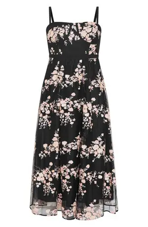 City Chic Ambrosia Embellished Tulle Maxi Dress Black