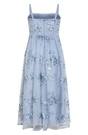City Chic Ambrosia Embellished Tulle Maxi Dress - Soft Blue