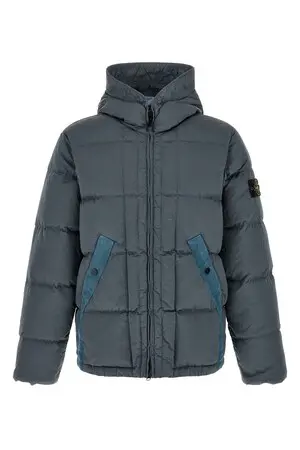 Stone Island Down Jacket With Crumpled Effect And Hood