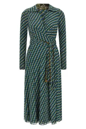Diane Von Furstenberg Reversible Geometric And Python Print Midi Dress