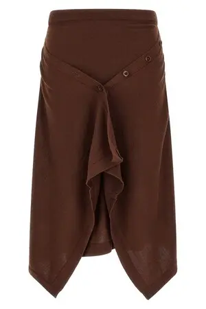 LEMAIRE Asymmetrical Button-detailed Wool Blend Knit Skirt