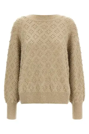 Agnona Embossed Sweater - Beige