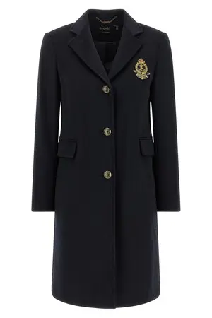 Ralph Lauren Single-breasted Wool-cashmere Coat With Emblematic Embroidery And Metal Trims