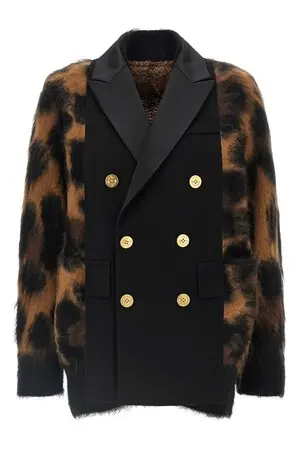 Sacai Cardigan With Double-breasted Insert - Multi