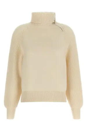 Agnona High Neck Sweater With Zip - White