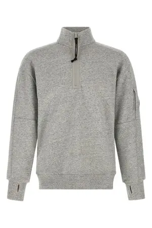 C.P. COMPANY Diagonal Raised Fleece Half-zip Sweatshirt With Lens Detail - Gray