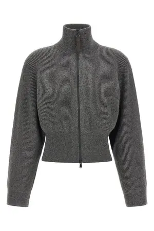 Brunello Cucinelli Ribbed High Neck Zip-up Cardigan