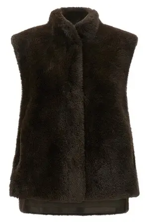 LOU ANDREA Faux Fur High Neck Vest