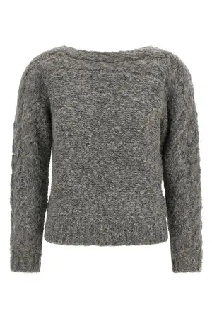 Isabel Marant Étoile Ponara Boat Neck Braided Virgin Wool Blend Sweater - Gray