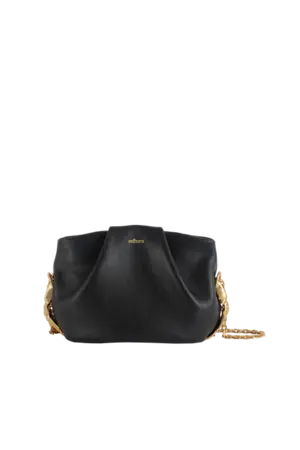 ESTHERA Leather Crab Clutch - Black
