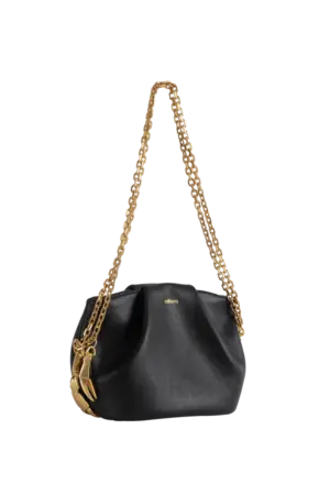 ESTHERA Leather Crab Clutch - Black