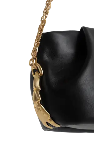 ESTHERA Leather Crab Clutch - Black