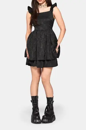 DISTURBIA Elaria Babydoll Mini Dress - Black