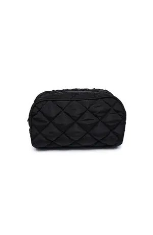 URBAN ESSENTIALS Daily Duo- Quited Puffer Cosmetic & Travel Organizer Pouch - Black