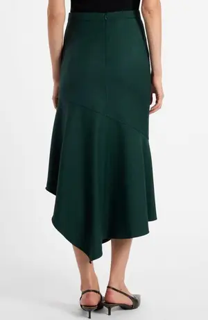 Santorelli Bristol Asymmetric Midi Skirt In Soft Crepe