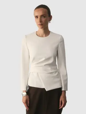 The Fold Malone Sculpt Stretch Crepe Top - White
