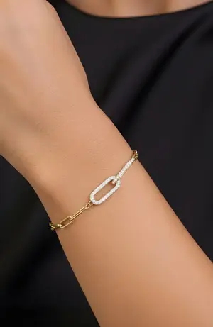 MINT & LILY Pave Paperclip Chain Bracelet