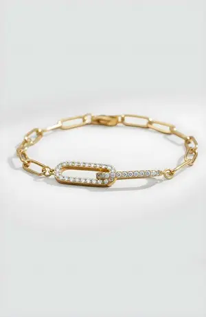 MINT & LILY Pave Paperclip Chain Bracelet
