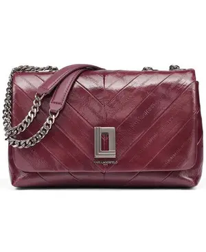 Karl Lagerfeld Paris Lafayette Chevron Shoulder Bag - Cherry Plum