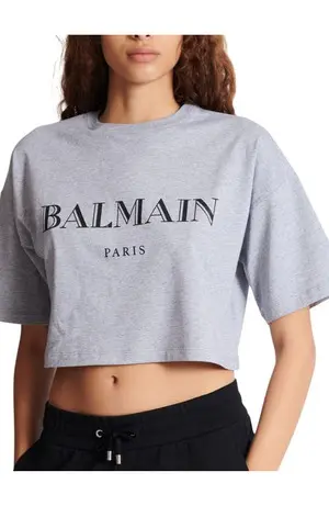 Balmain Boxy Cropped T-shirt With Print